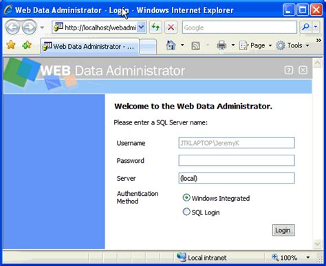 web based database administration for sql server