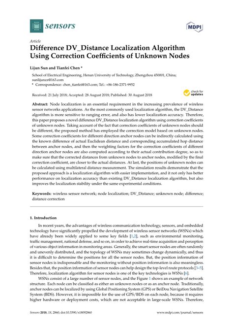 pdf difference dv distance localization algorithm using correction coefficients of unknown nodes