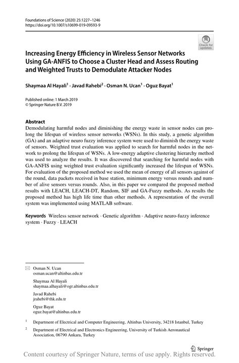 increasing energy efficiency in wireless sensor networks using ga anfis to choose a cluster head