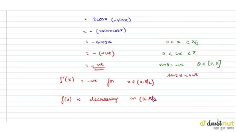 prove that the function f x cos 2x is strictly decreasing in 0 pi 2