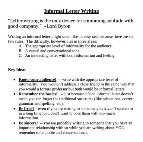 8 Sample Informal Letters Sample Templates