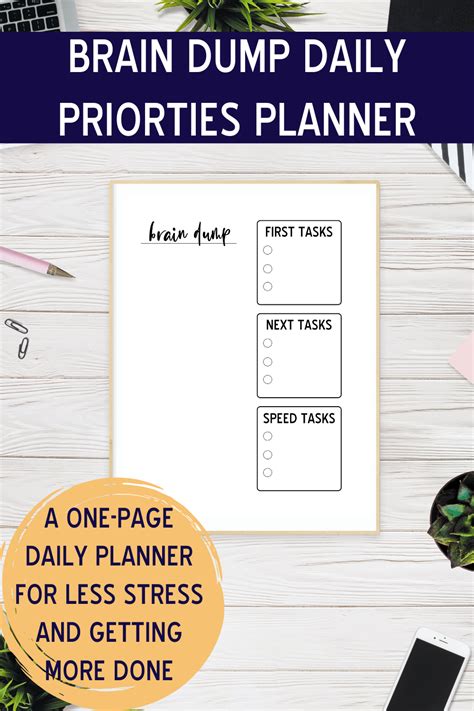 Brain Dump Printable To Do List Planner Daily Planner Pages Planner