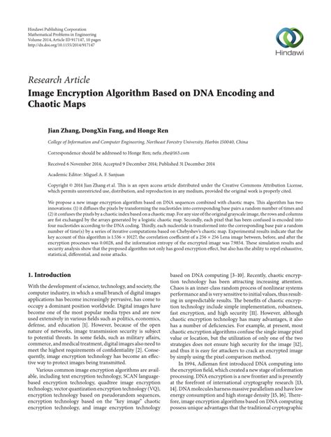 pdf image encryption algorithm based on dna encoding and chaotic maps
