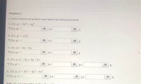 solved problem 7 1 point compute the gradient vector