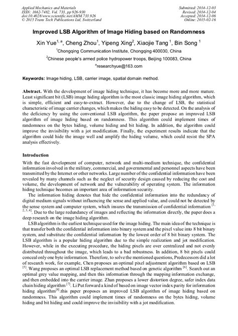 improved lsb algorithm of image hiding based on randomness scientific