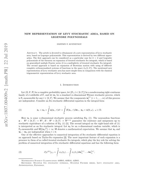 pdf a simple method for obtaining the expansion of the double stochastic ito integrals which