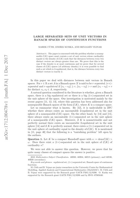 pdf large separated sets of unit vectors in banach spaces of continuous functions