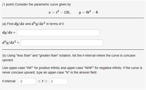 solved consider the parametric curve given by x t3−12t