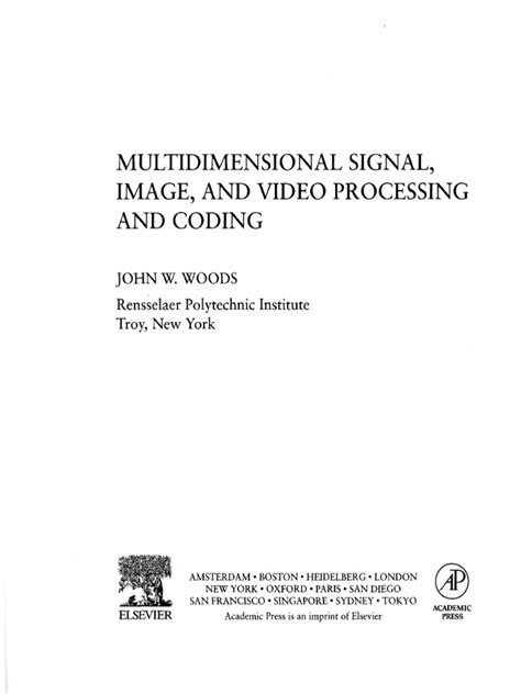 multidimensional signal image and video processing and coding pdf discrete fourier