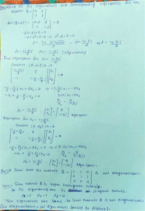 3 find all the eigenvalues and corresponding eigenspaces for the matrix b 4 show that