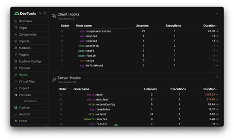 Features Nuxt Devtools