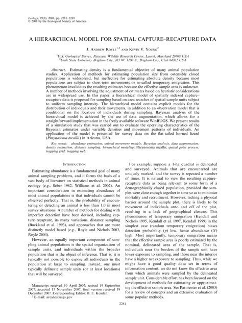pdf a hierarchical model for spatial capture recapture data