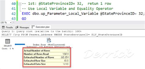 德瑞克：sql server 學習筆記 [sql server] parameter sniffing local variable