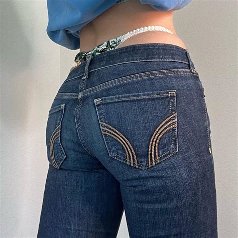 Vtg Low Rise Hollister Dark Wash Denim Flare Depop