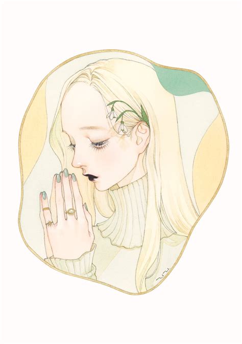 Safebooru 1girl Black Eyes Black Lipstick Blonde Hair Flower Green Nails Half Closed Eyes