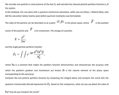 solved we consider one particle in a box volume of the box
