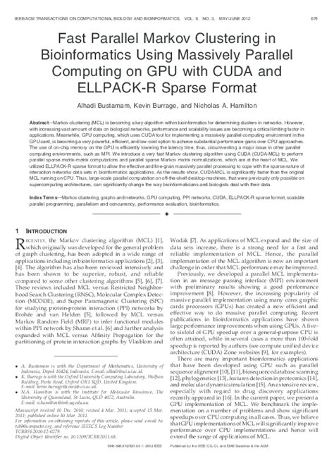 pdf fast parallel markov clustering in bioinformatics using massively parallel computing on