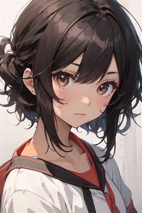 Anime Girl With Black Hair And Brown Eyes