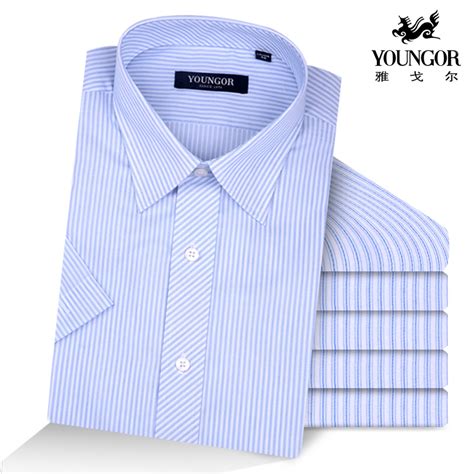 雅戈尔youngor短袖衬衫男士正品商务正装中年格子免烫半袖衬衣夏 格威服饰专营店