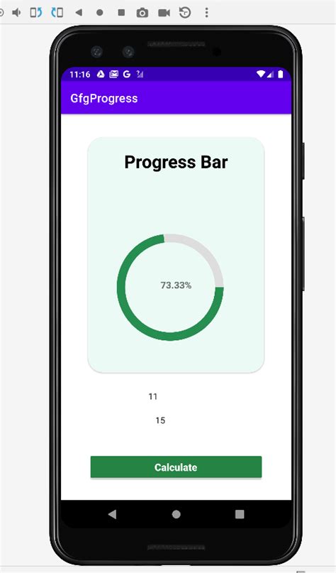 how to display percentage on a progressbar in android geeksforgeeks