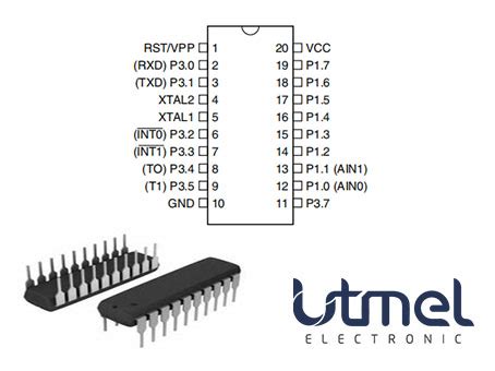 AT89C2051 24PU 8 Bit Microcontroller Circuit Diagram Pinout And