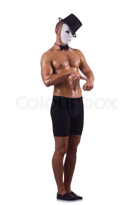 Naked Muscular Mime Isolated On White Stock Image Colourbox