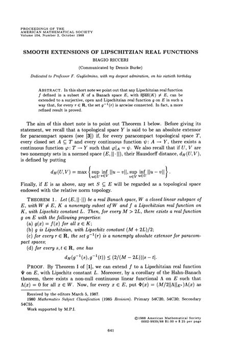 pdf smooth extensions of lipschitzian real functions