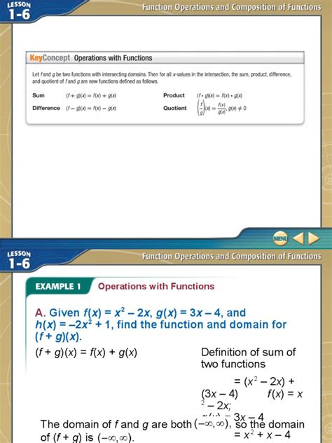1 6 Function Operations And Composition Of Functions
