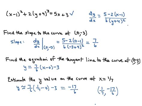 implicit differentiation example and tangent line math implicit differentiation tangent line