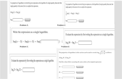 solved use properties of logarithms to rewrite the given