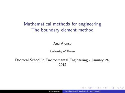 pdf mathematical methods for engineering the boundary element alonso didattica dottvalli