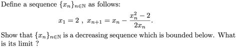 solved define a sequence {xn}nen as follows xz 2 x1 2