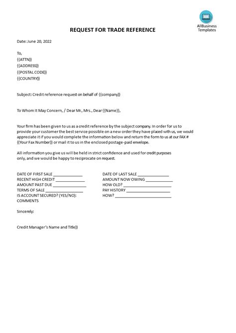 Business Trade Reference Form Printable Printable Forms Free Online