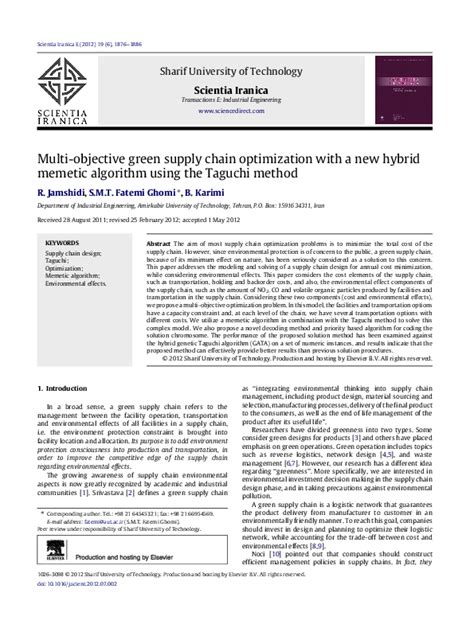 pdf multi objective green supply chain optimization with a new hybrid memetic algorithm using