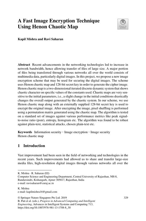 pdf a fast image encryption technique using henon chaotic map proceedings of icacie 2017