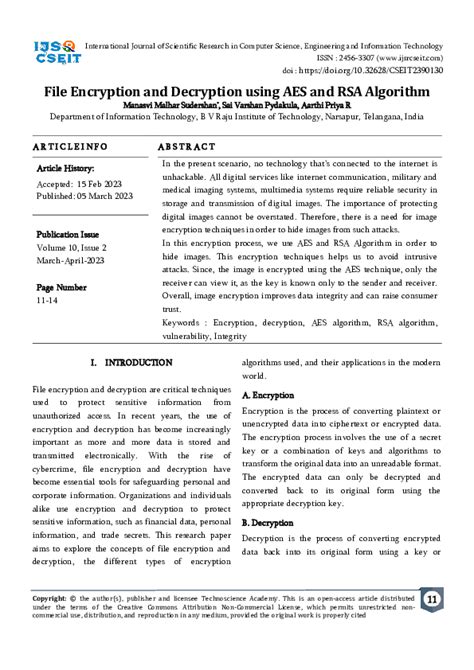 pdf file encryption and decryption using aes and rsa algorithm international journal of