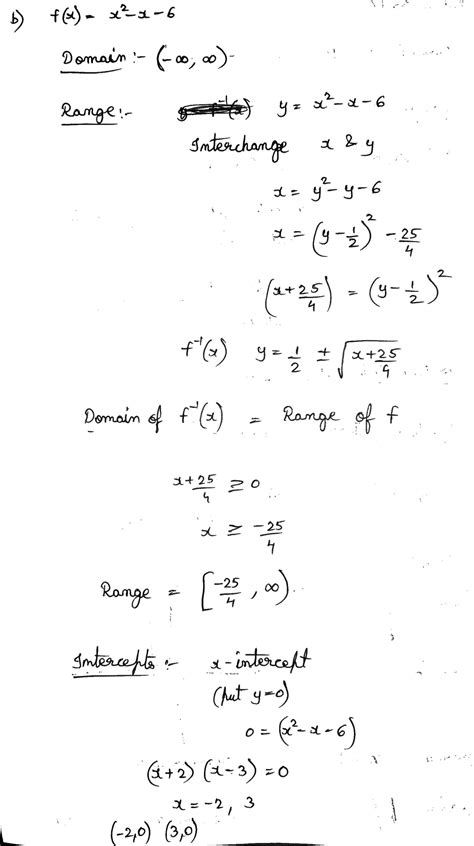 [solved] for each function determine the domain and range intercepts and course hero