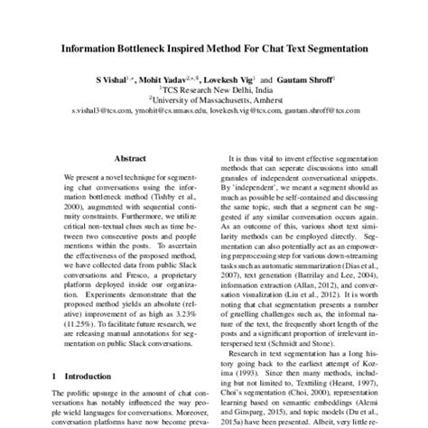 information bottleneck inspired method for chat text segmentation acl anthology