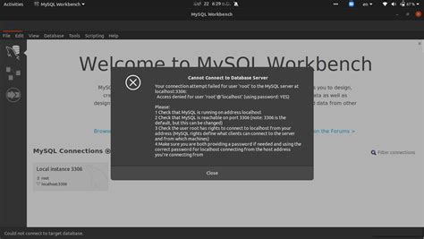 database access denied for user root localhost using password yes no privileges