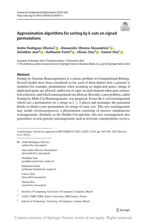 approximation algorithms for sorting by k cuts on signed permutations request pdf