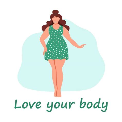 Curvy Woman Plus Size Girl The Concept Of Body Positivity Self Love Love Your Body Flat