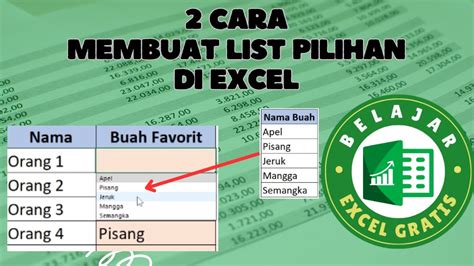 Cara Membuat Daftar Pilihan Di Excel Dari Data Yang Sudah Ada YouTube