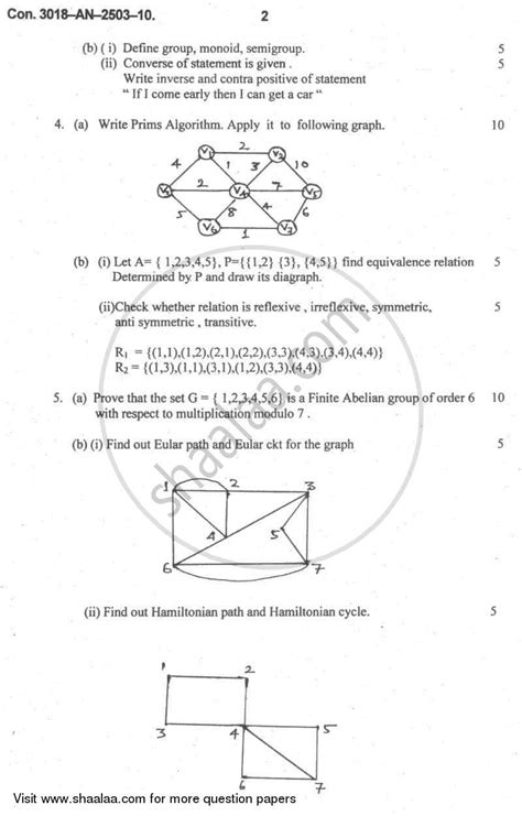 discrete structure and graph theory 2009 2010 be computer engineering semester 3 se second year