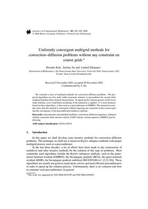 pdf uniformly convergent multigrid methods for convection diffusion problems without any