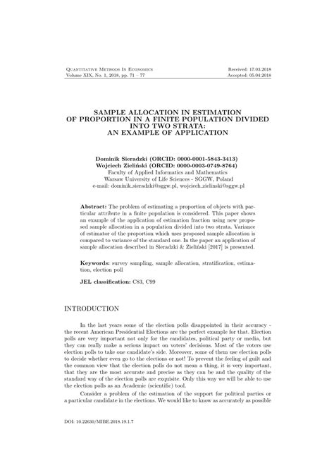 pdf sample allocation in estimation of proportion in a finite population divided into two
