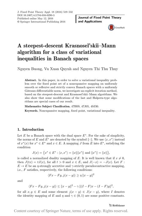 a steepest descent krasnosel skii mann algorithm for a class of variational inequalities in