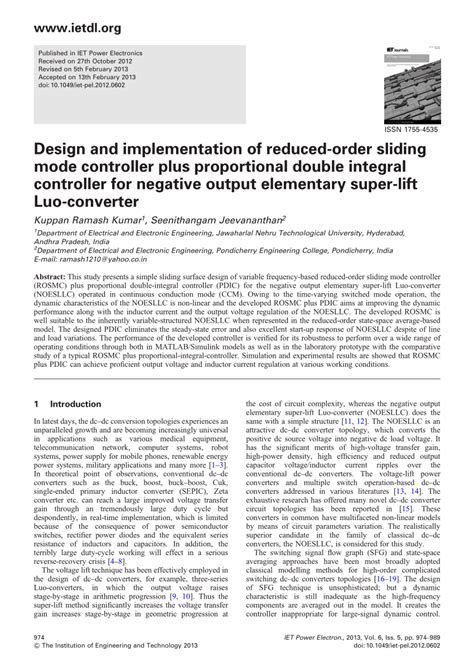 pdf design and implementation of reduced order sliding mode controller plus proportional
