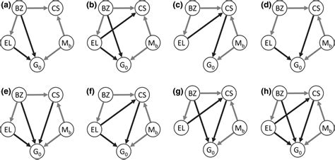 directed acyclic graphs depicting our candidate path models a h the download scientific