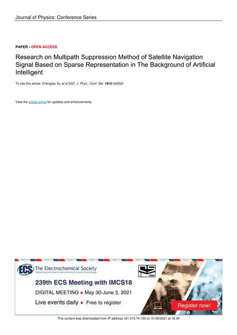 pdf research on multipath suppression method of satellite navigation signal based on sparse