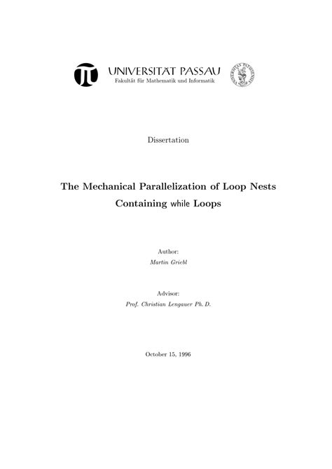 pdf on the parallelization of loop nests containing while loops